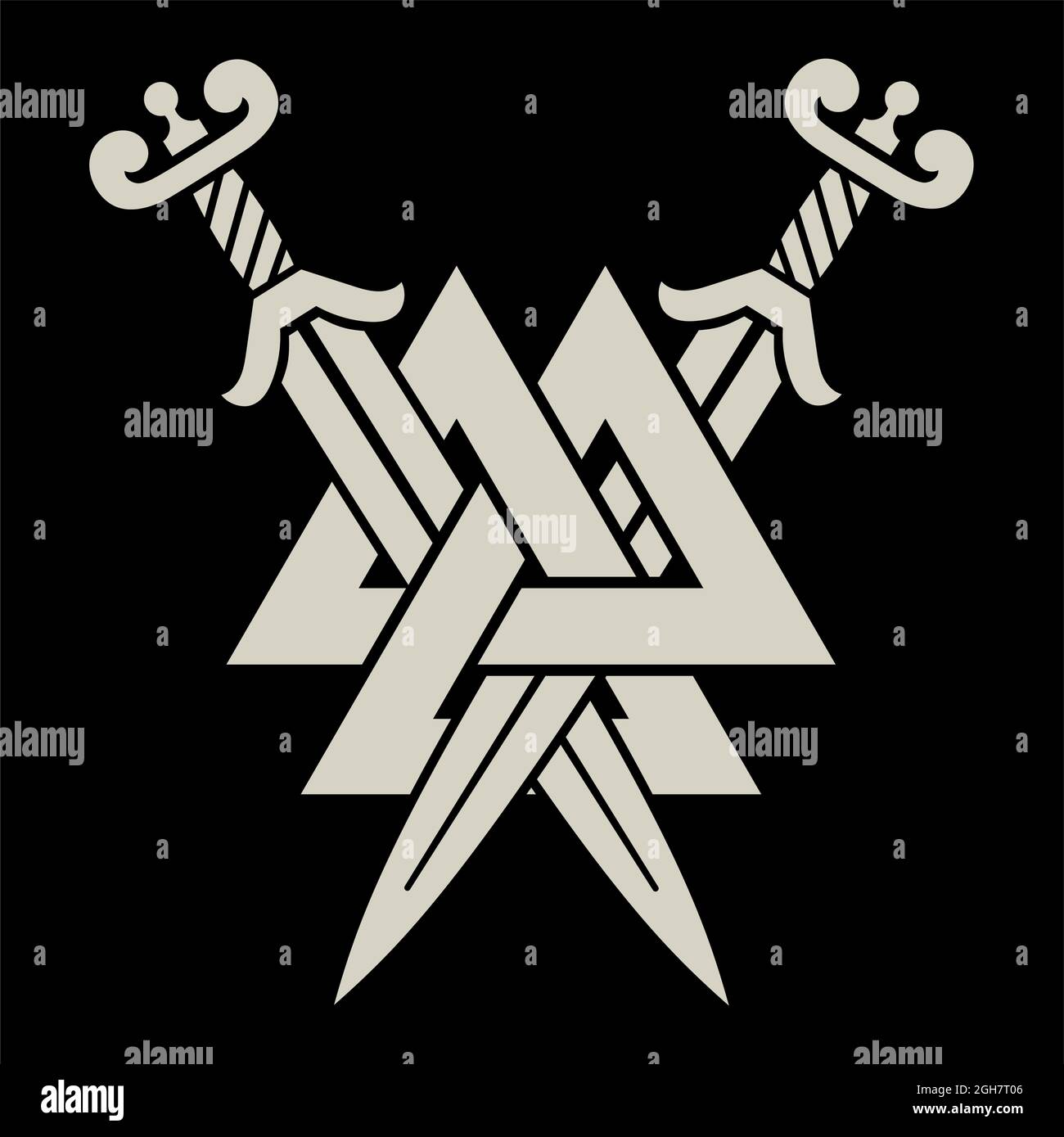 Old Norse, Viking design. Two crossed battle Viking swords Stock Vector ...