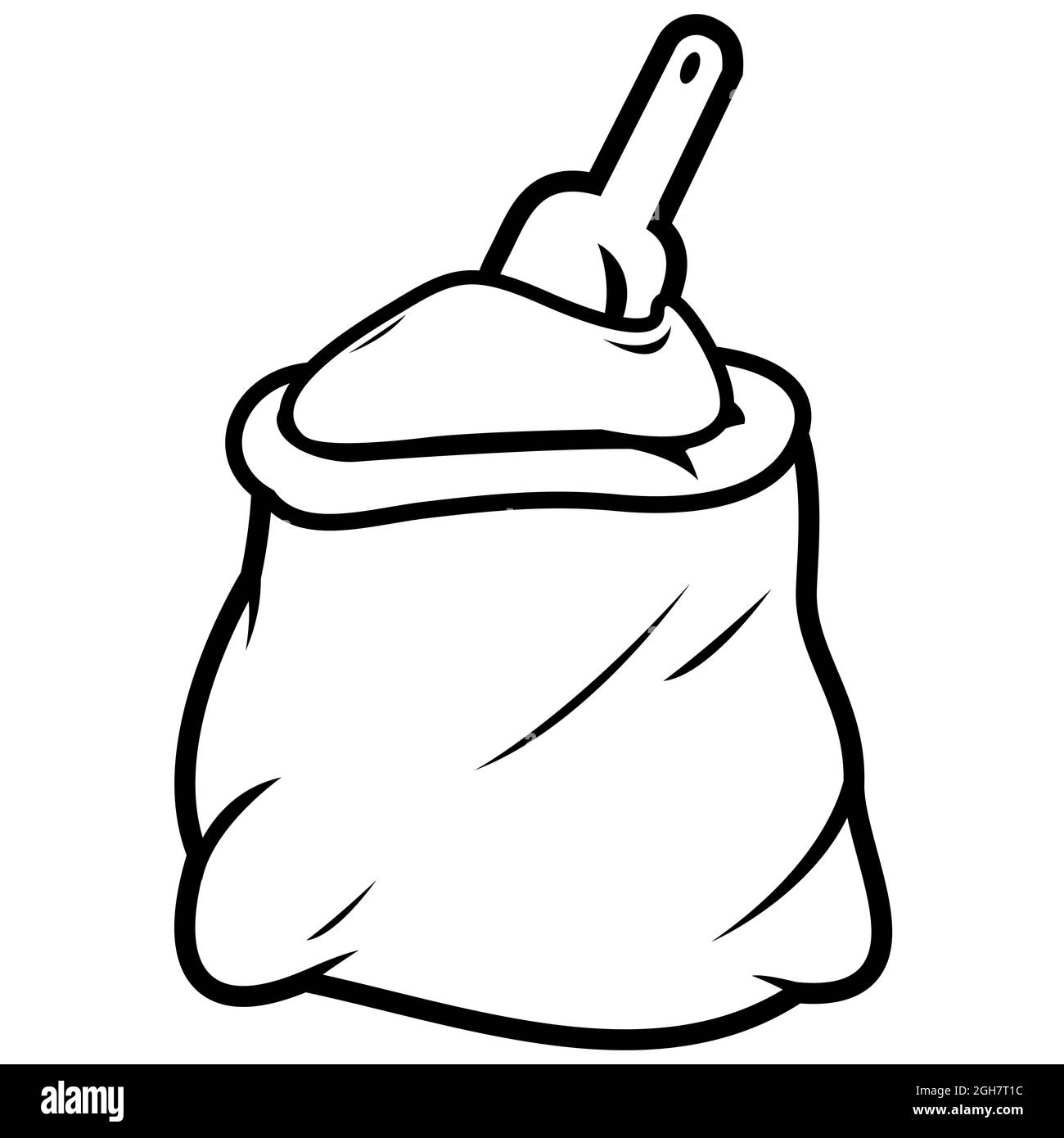 Bakery wheat and flour. Sack of flour and scoop. Large bag of wheat and ...