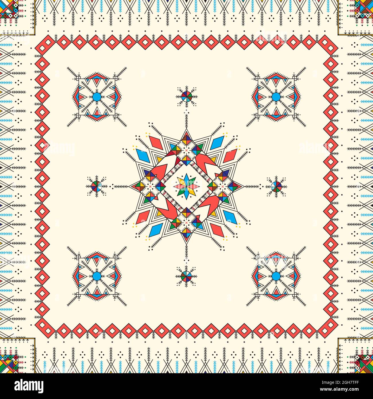 Decorative geometric repeating pattern inspired by Al-Qatt Al-Asiri ...