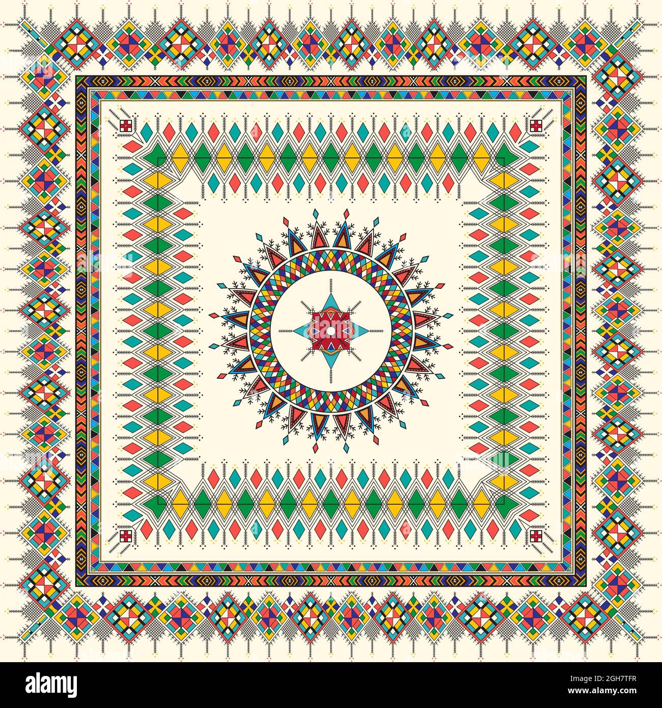 Decorative geometric repeating pattern inspired by Al-Qatt Al-Asiri ...