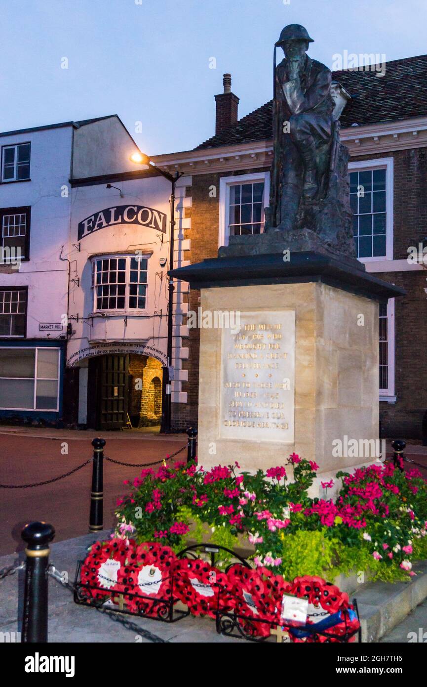 Huntingdon War memorial by Kathleen Scott, 1923, and Falcon Inn Stock ...