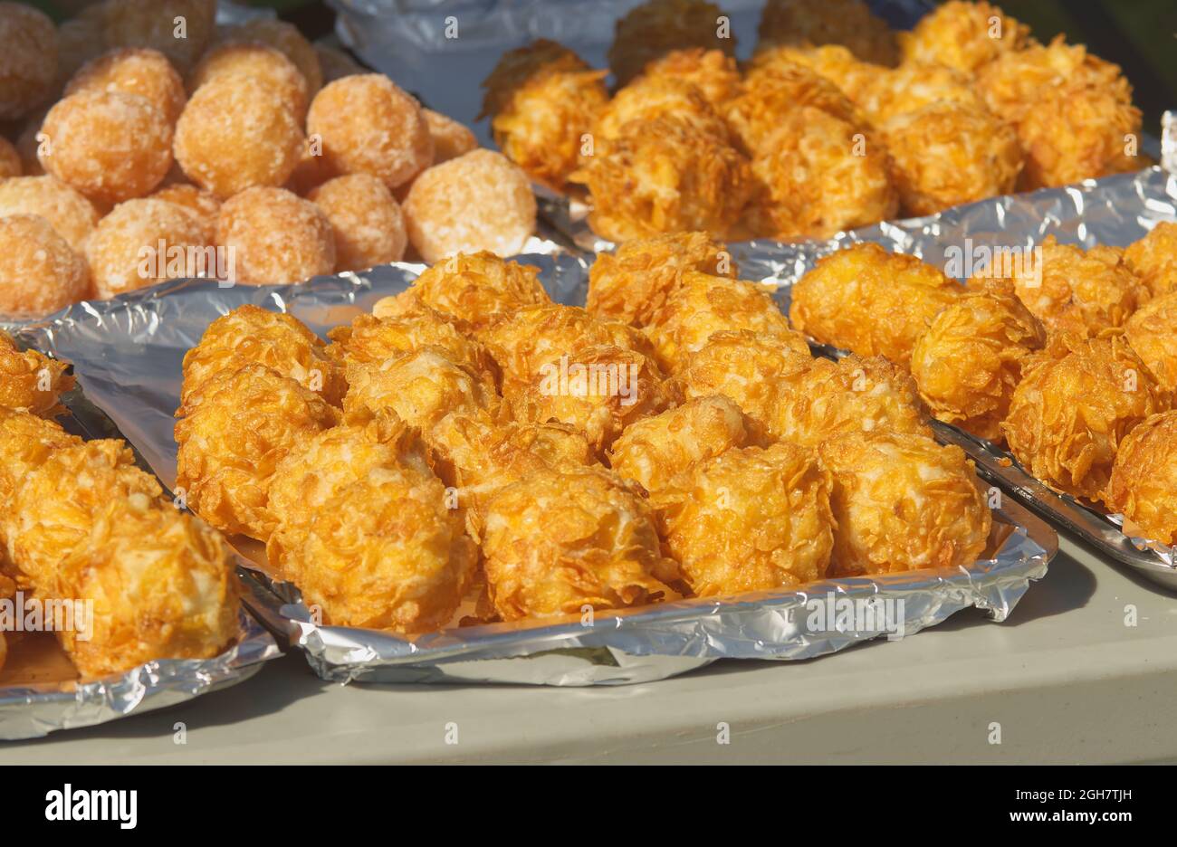 Offer of various sweet and salty deep fried balls at the Asian Street ...
