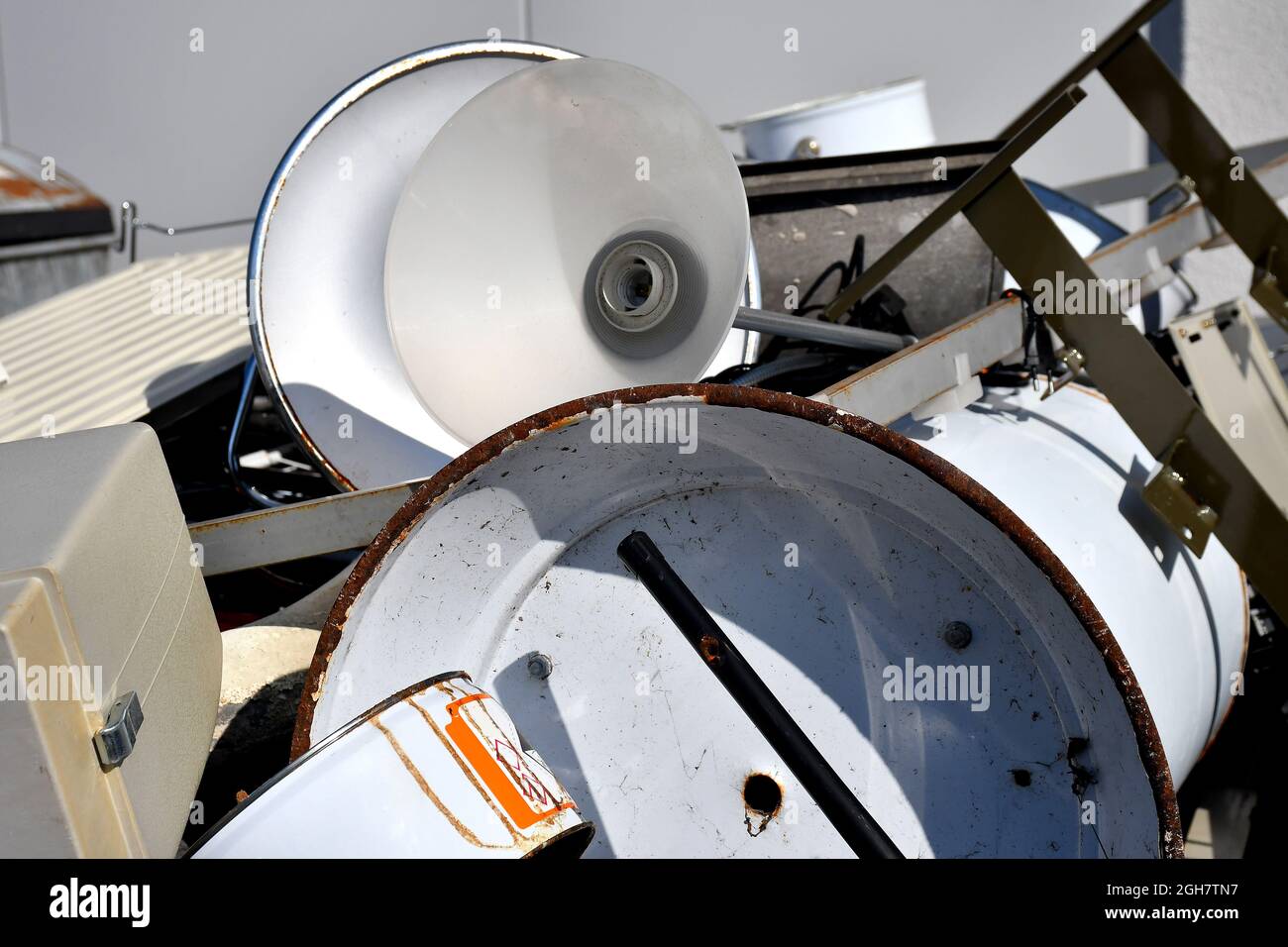 scrap metal in a container Stock Photo - Alamy