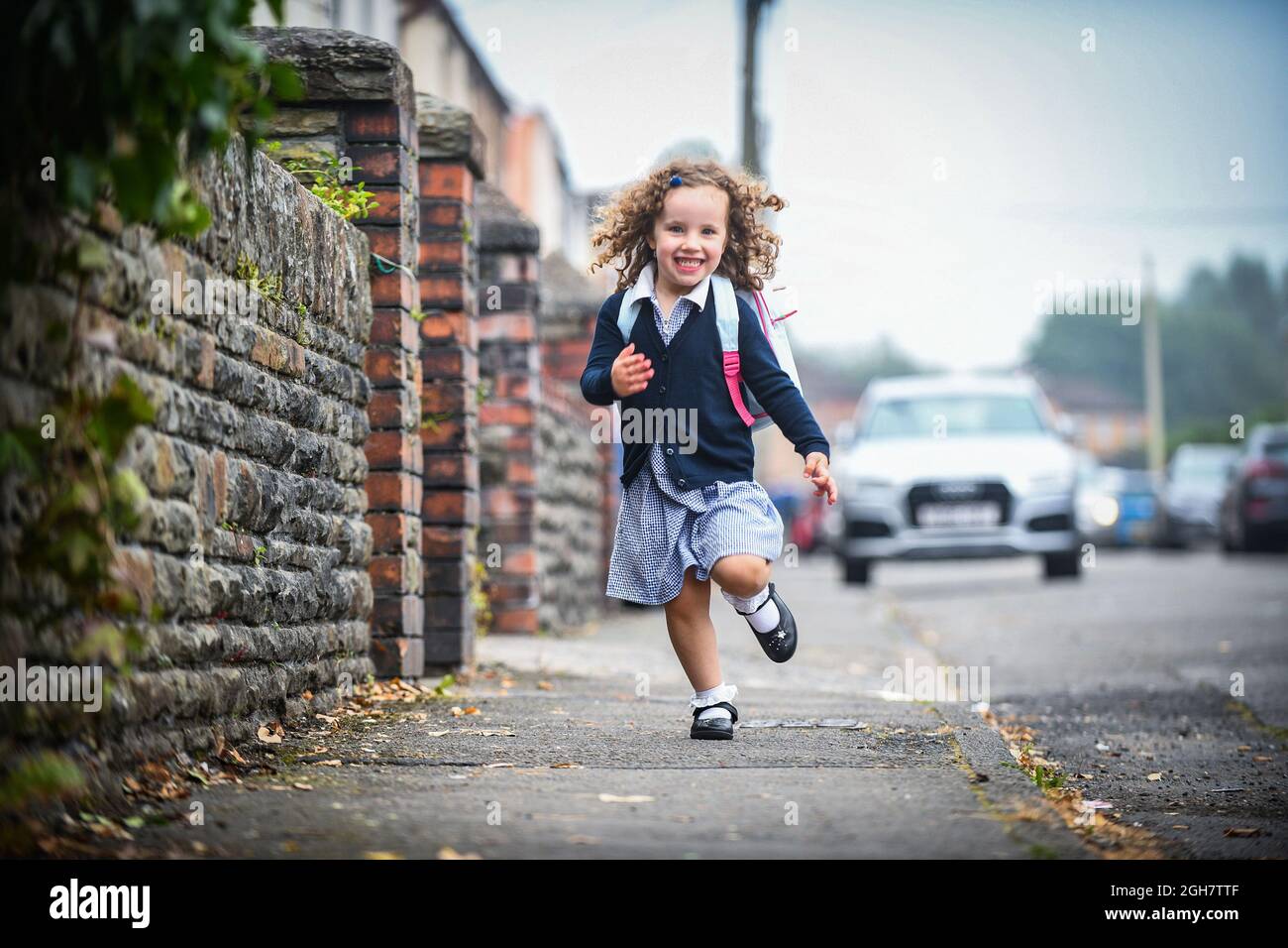 Monday, 6th September 2021, Swansea, UK. Pictured is three-year-old ...