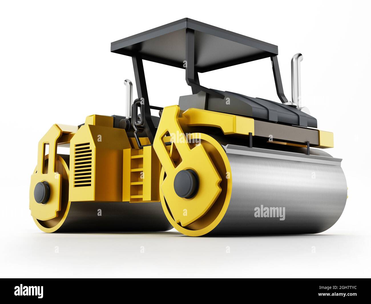 Asphalt cylinder isolated on white background. Generic design. 3D ...