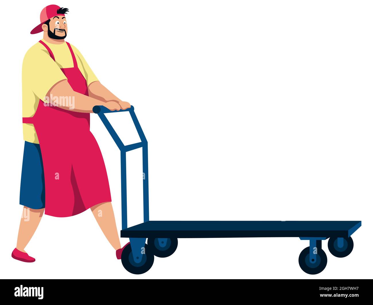 Man Pushing Cart Stock Vector Image & Art - Alamy
