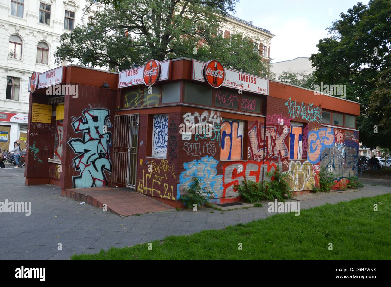 Graffiti on a snack house in Schoeneberg, Berlin, Germany - September 5 ...