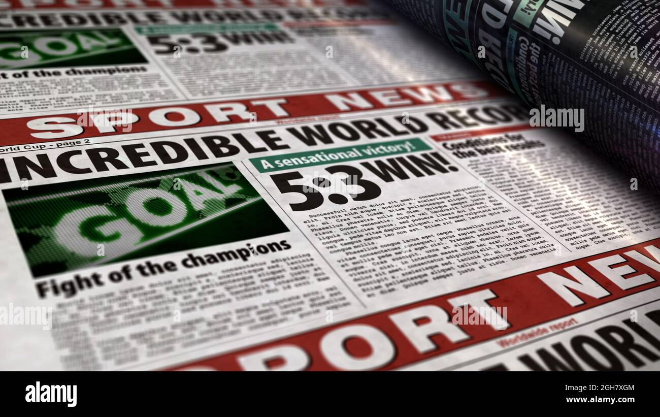 Sport news competition record newspaper print. Vintage press abstract ...