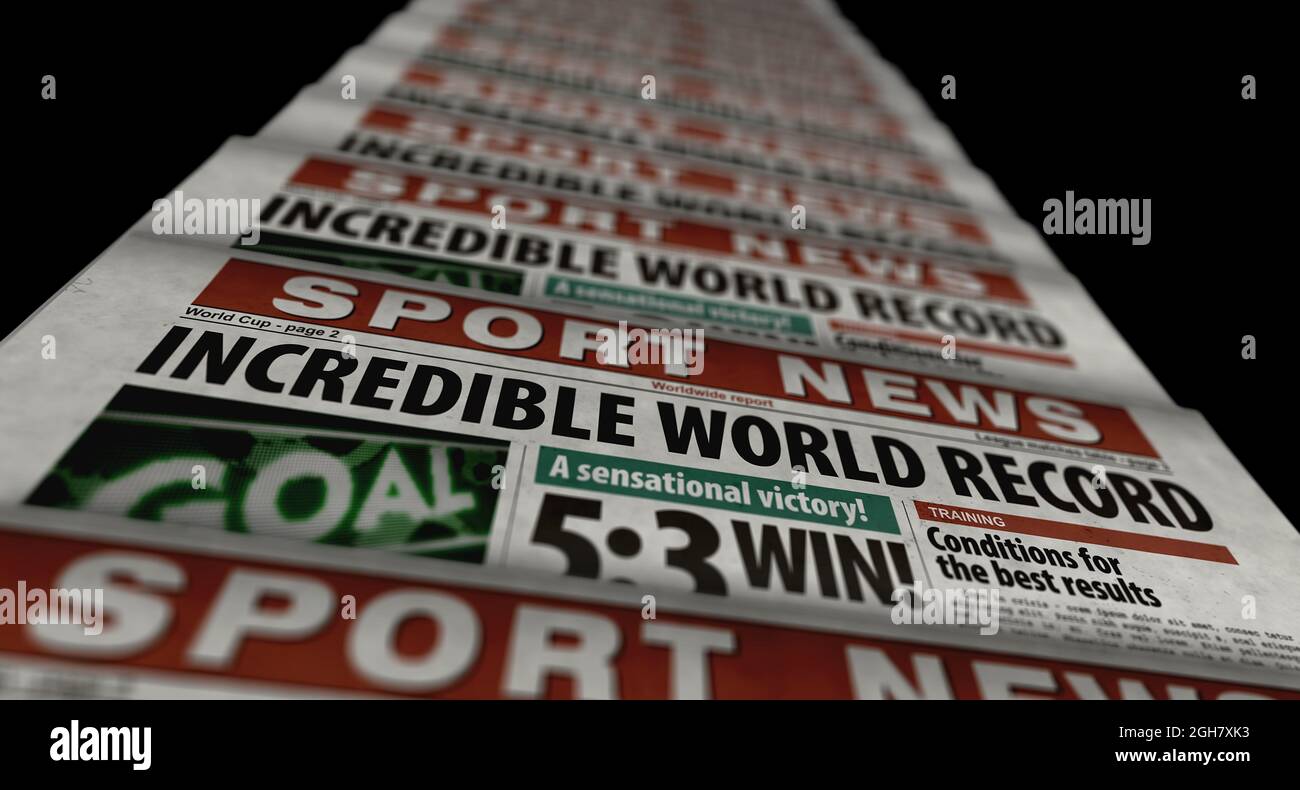 Sport news competition record newspaper print. Vintage press abstract ...