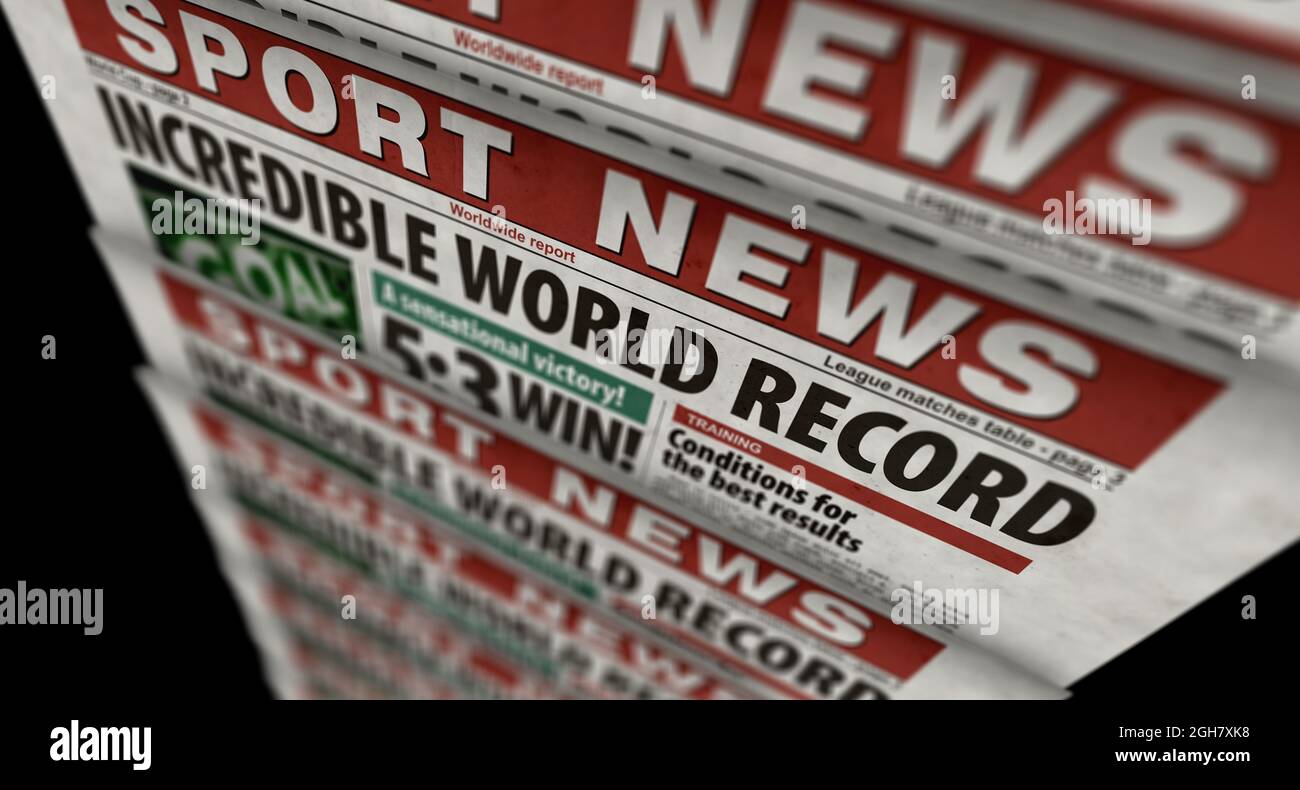 Sport news competition record newspaper print. Vintage press abstract ...