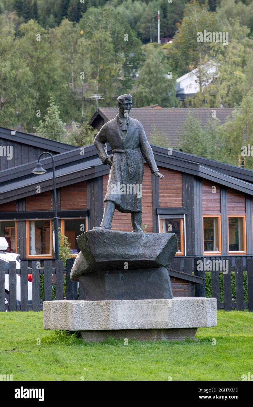 Bronze statue of Norwegian poet Olav Aukrust in Lom, Norway, Europe ...