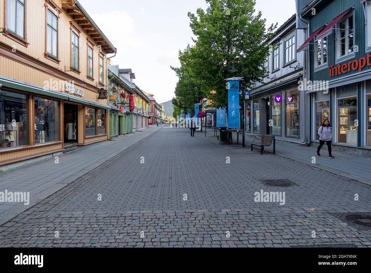 Storgata pedestrian street in Lillehammer, Norway, Europe Stock Photo ...