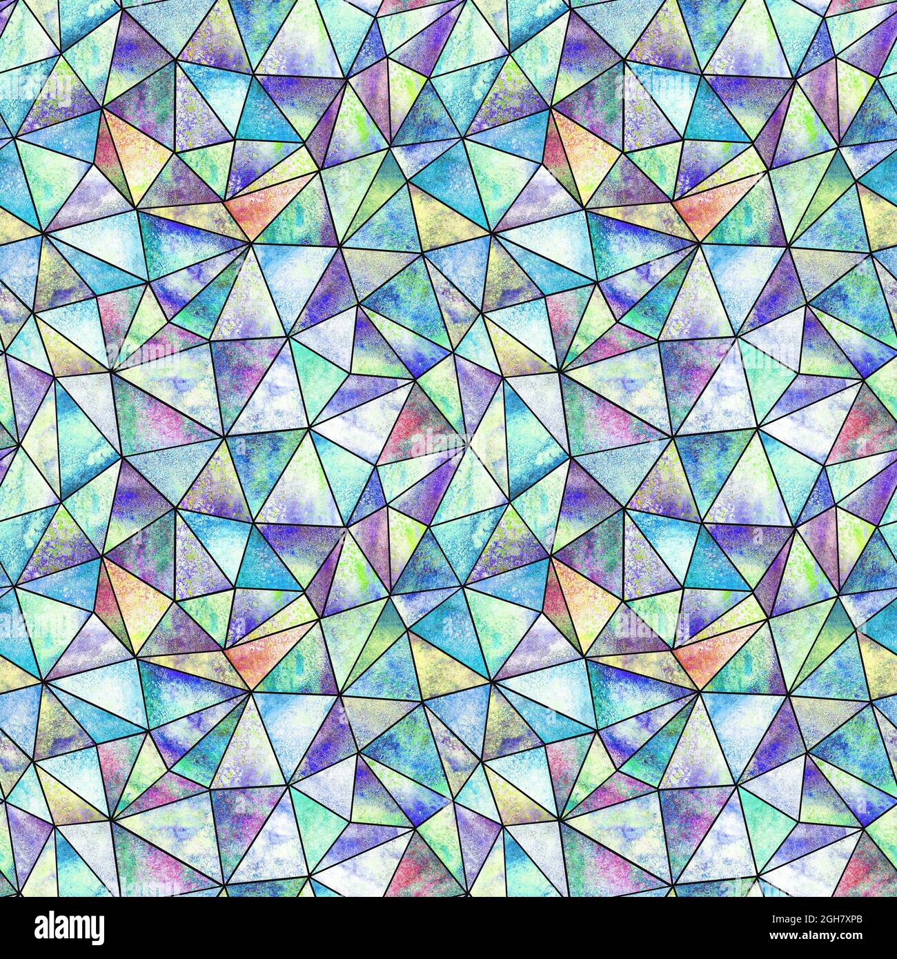 Abstract geometric triangles seamless pattern. Watercolor multicolor ...