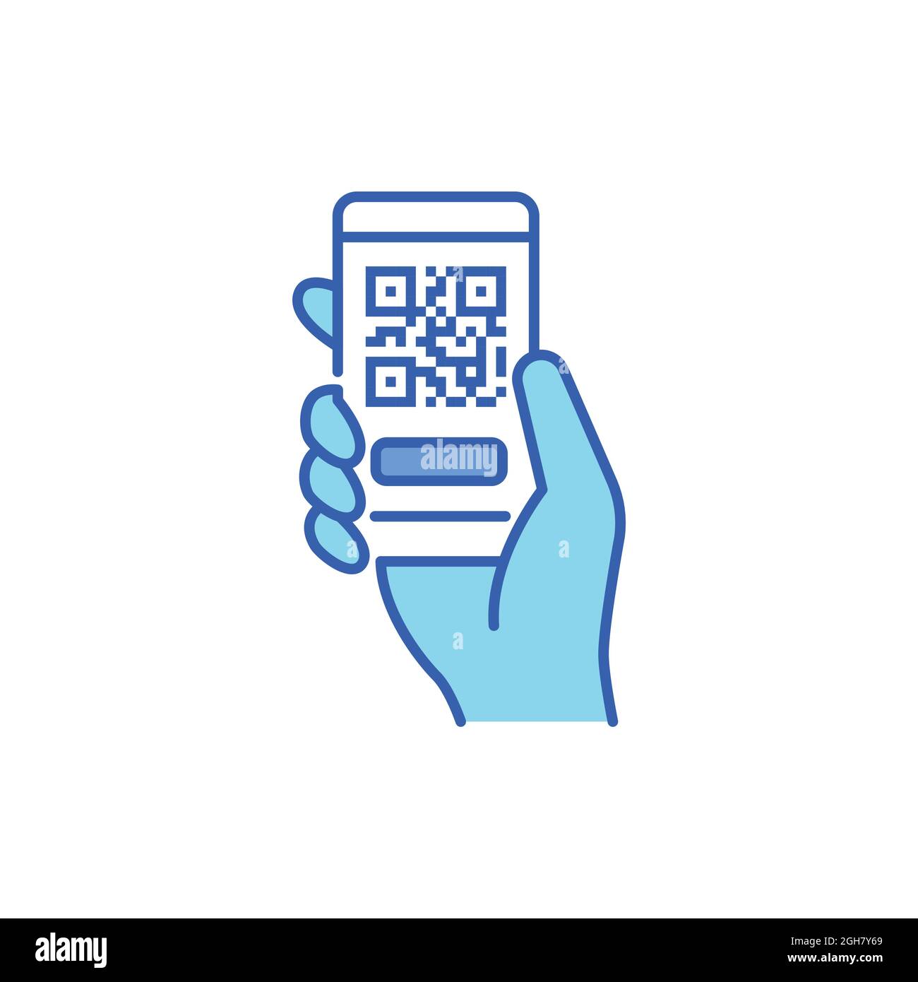 Mobile application, QR code scanning in smartphone color line icon ...