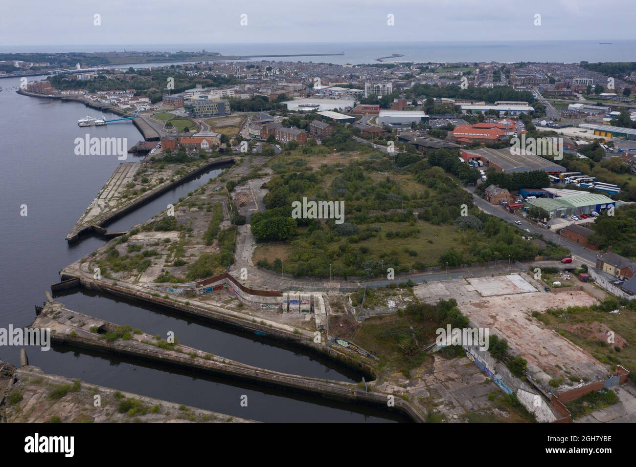 South Shields, England, 6 September 2021. An aerial view of the Holborn ...