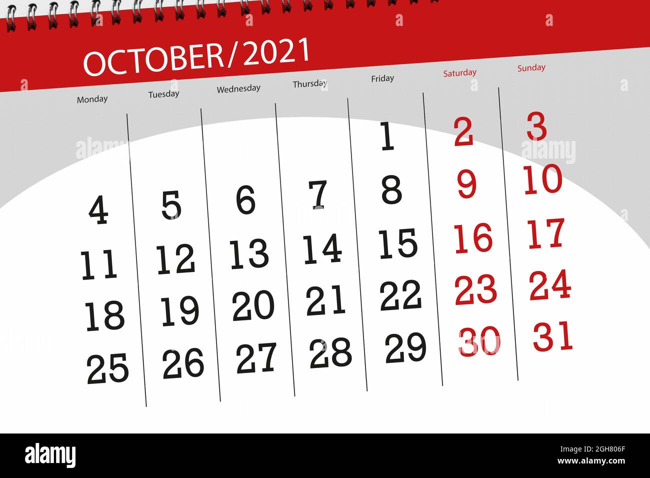 October 2021 calendar hi-res stock photography and images - Alamy