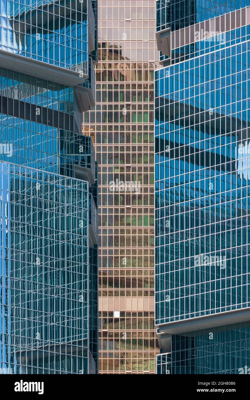 Abstract perspective angle of modern office architecture, Hong Kong ...
