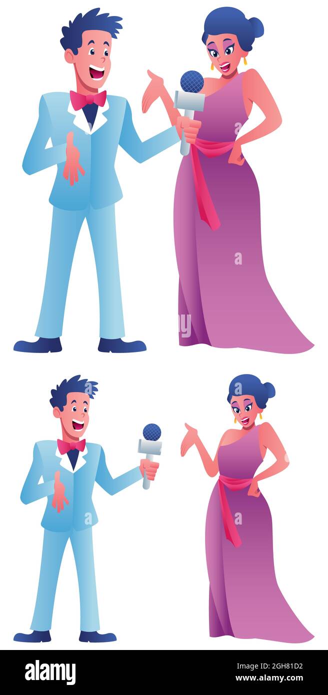 Reporting news live interview Stock Vector Images - Alamy