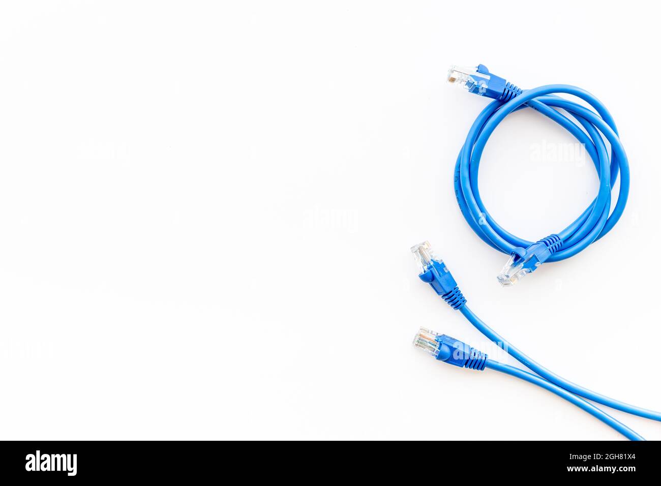 Network cables and electrical wires, top view Stock Photo - Alamy