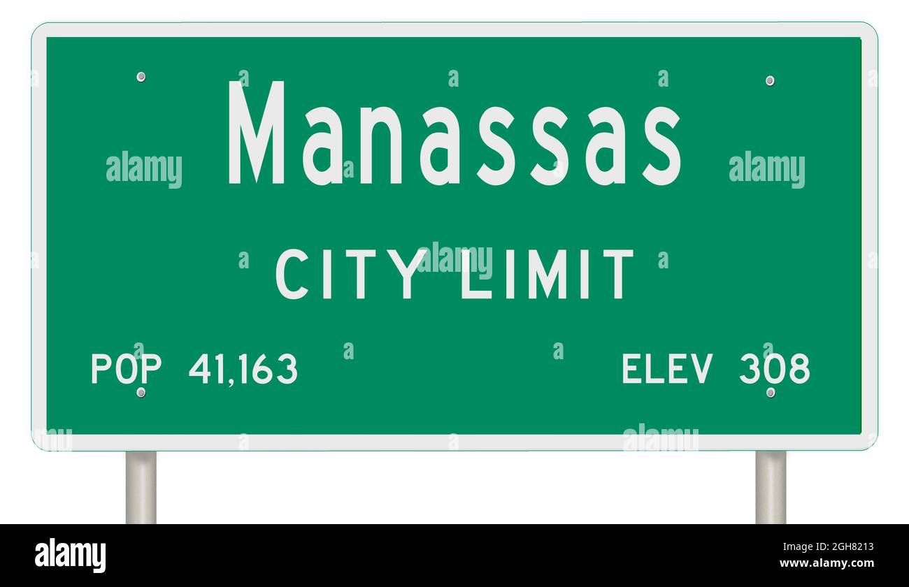 Rendering of a green Virginia highway sign with city information Stock ...