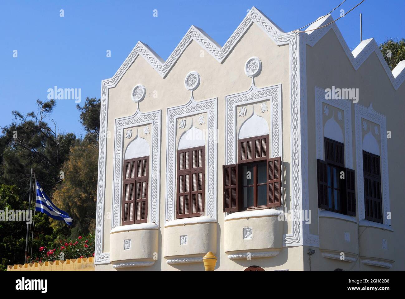 Greece Rhodes island the city buildings and the citadel Stock Photo - Alamy