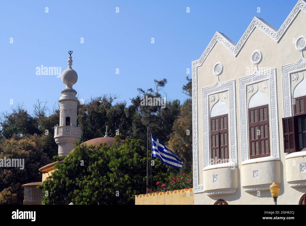 Greece Rhodes island the city buildings and the citadel Stock Photo - Alamy