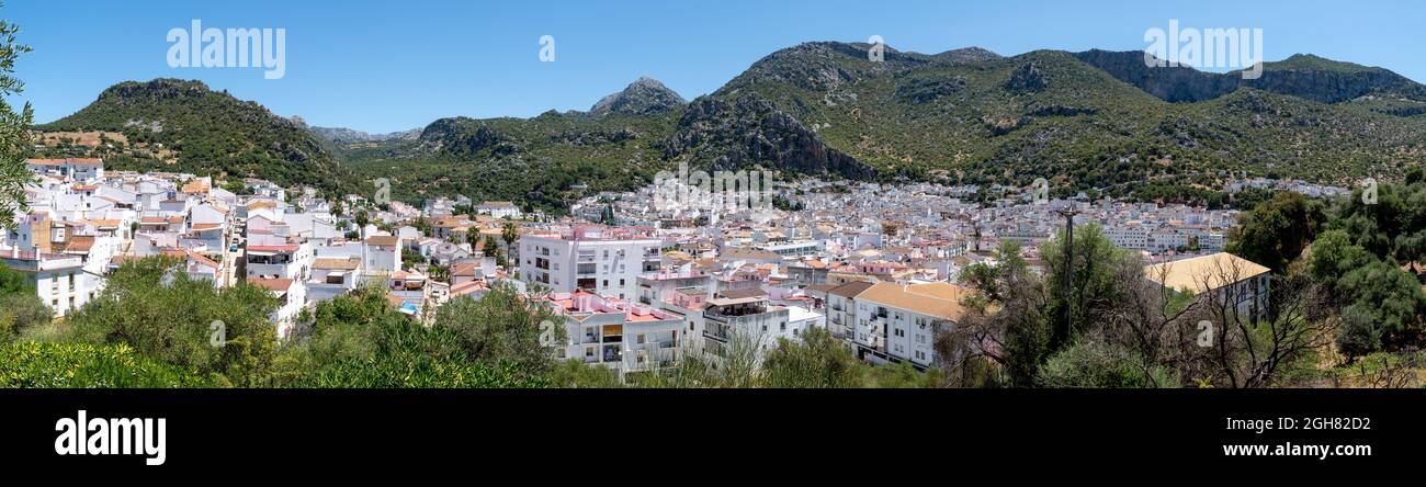 Panoramic view of the cityscape of Ubrique, Cadiz, Spain Stock Photo ...