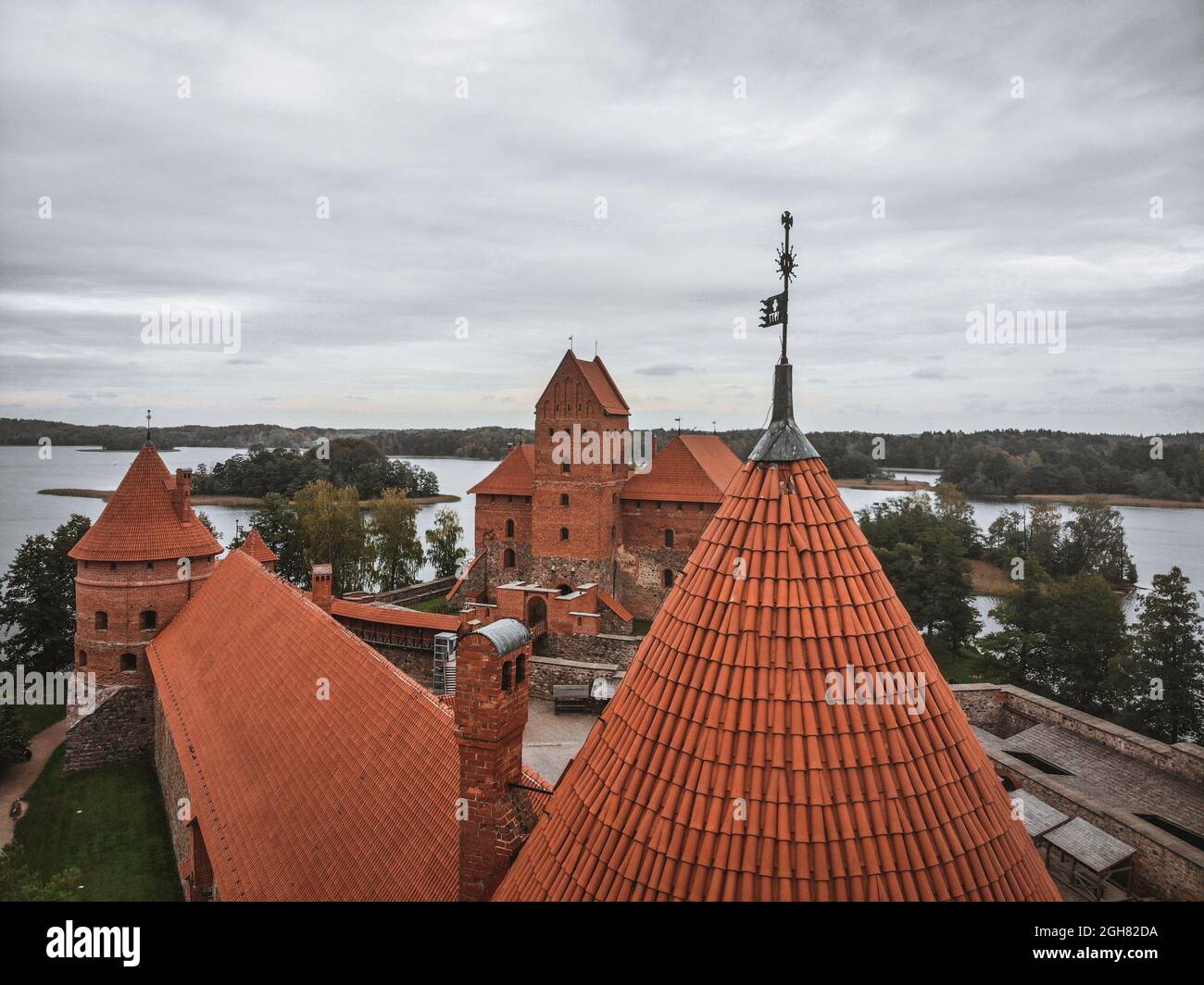 Aerial shot of the Trakai Island Castle in Trakai, Lithuania Stock ...