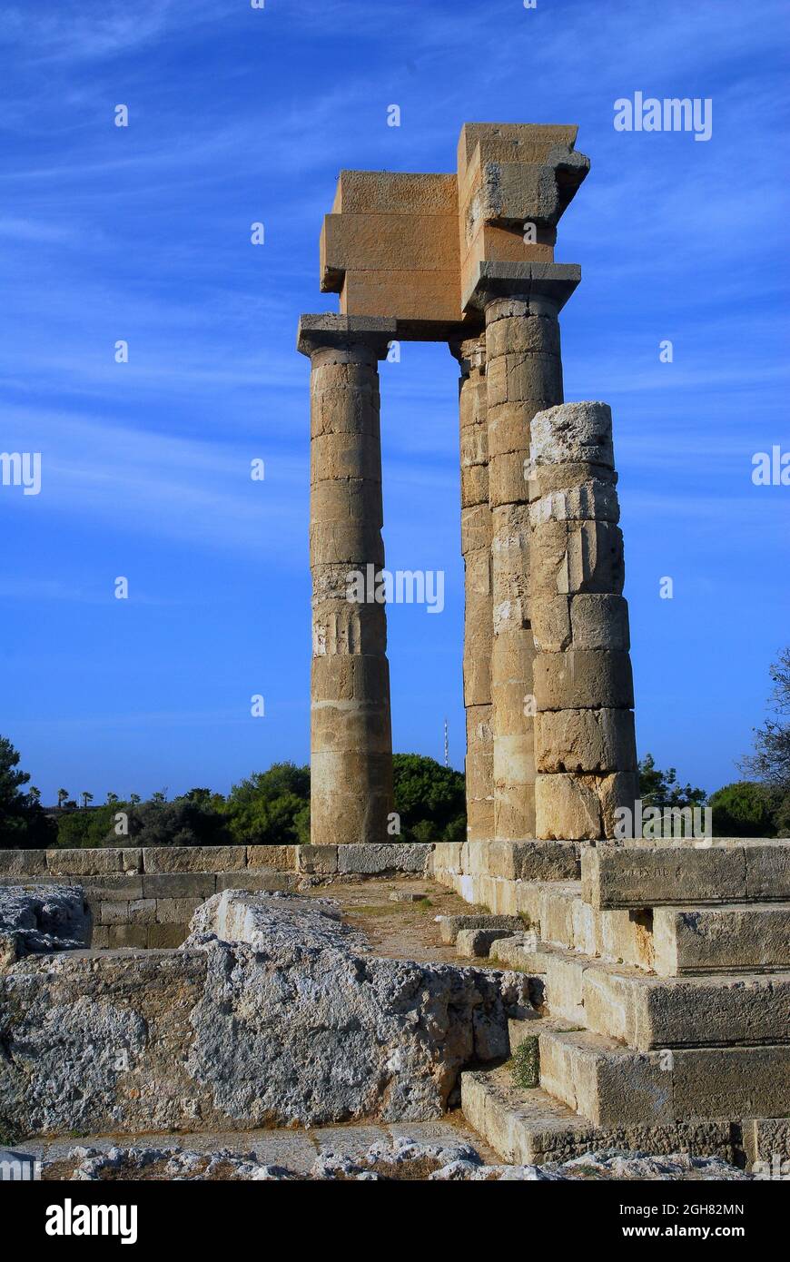 Greece Rhodes island the city buildings and the citadel Stock Photo - Alamy