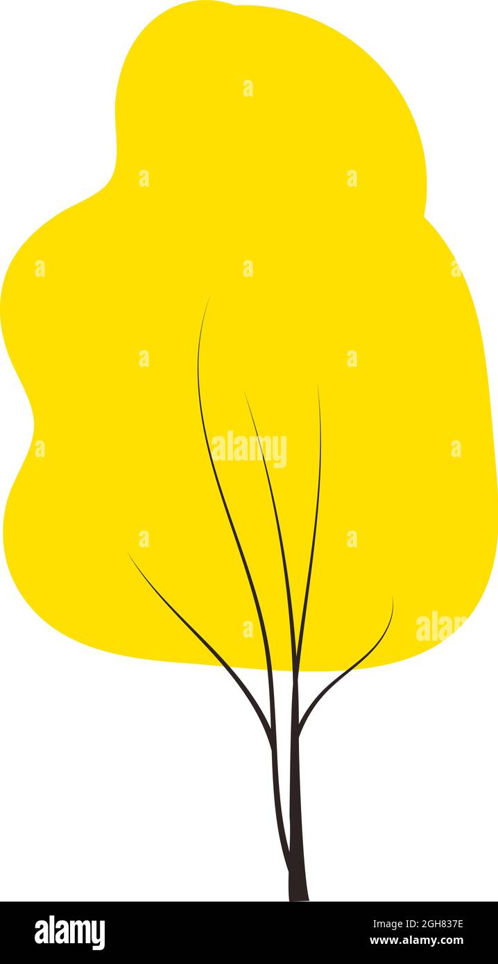 yellow autumn tree doodles vector any season winter, spring, summen and ...