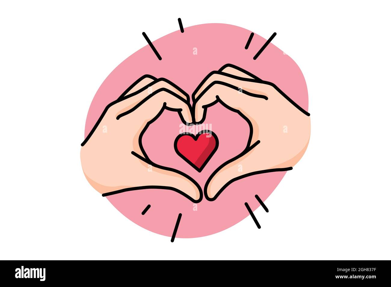 Hand gesture love line icon. Cute illustration. Pictogram for web, mobile app, promo. UI UX ...