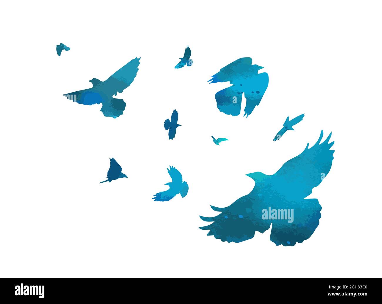 A flock of blue birds. Vector illustration Stock Vector Image & Art - Alamy