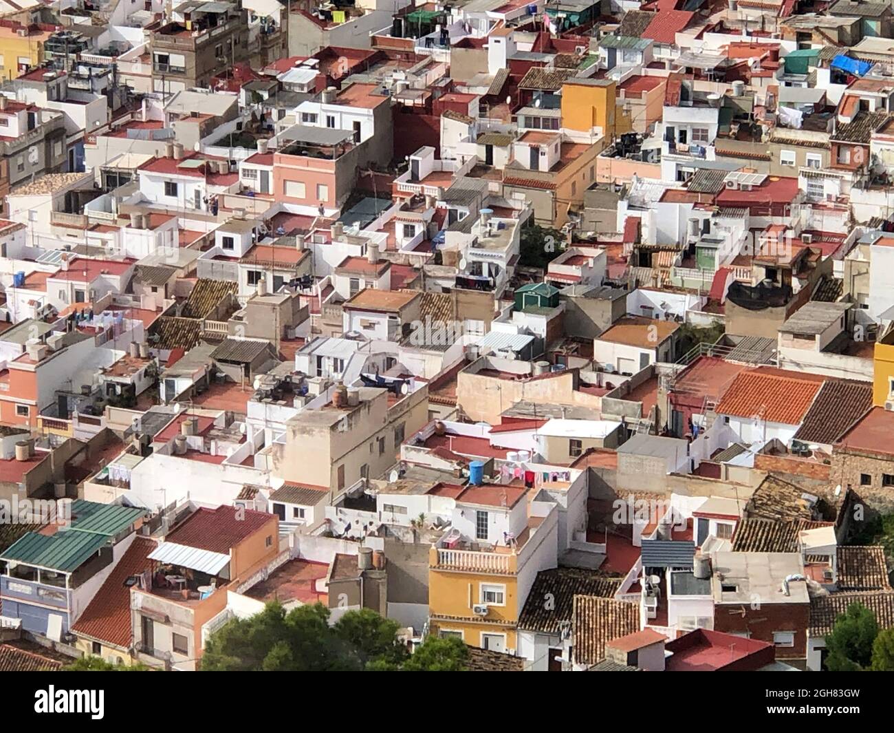 housing roofs seen from above a small town Stock Photo - Alamy