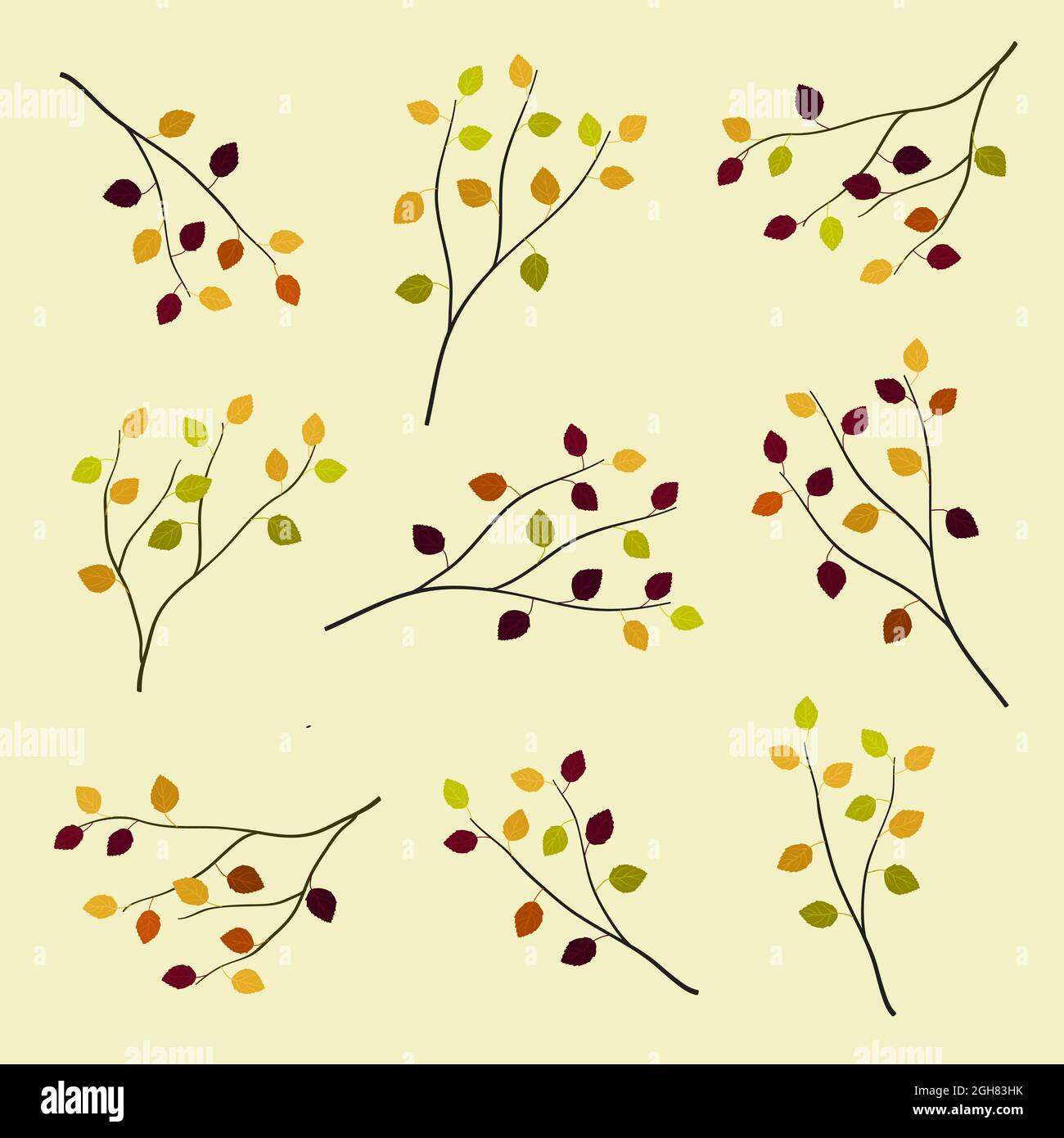 Set of autumn branches - vector illustration Stock Vector Image & Art ...
