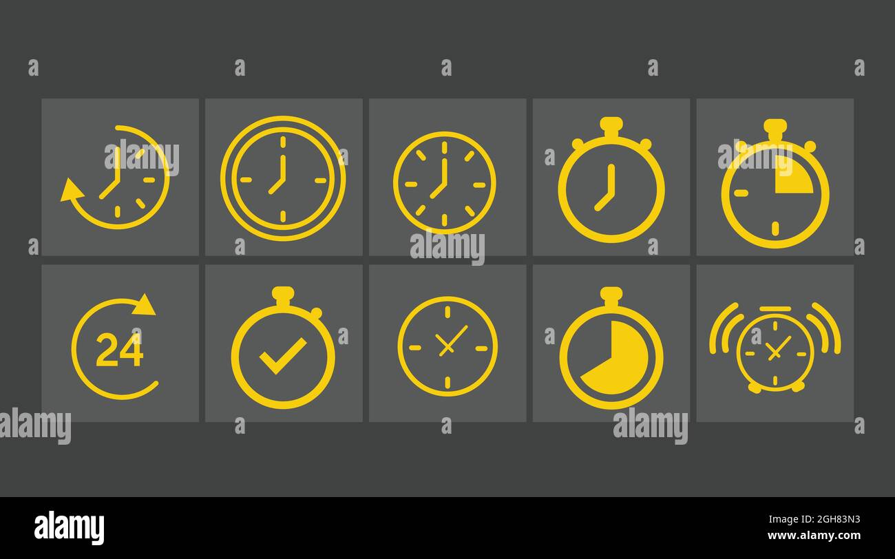 Vector Isolated Time and clock line icons. Set of vector linear icons ...