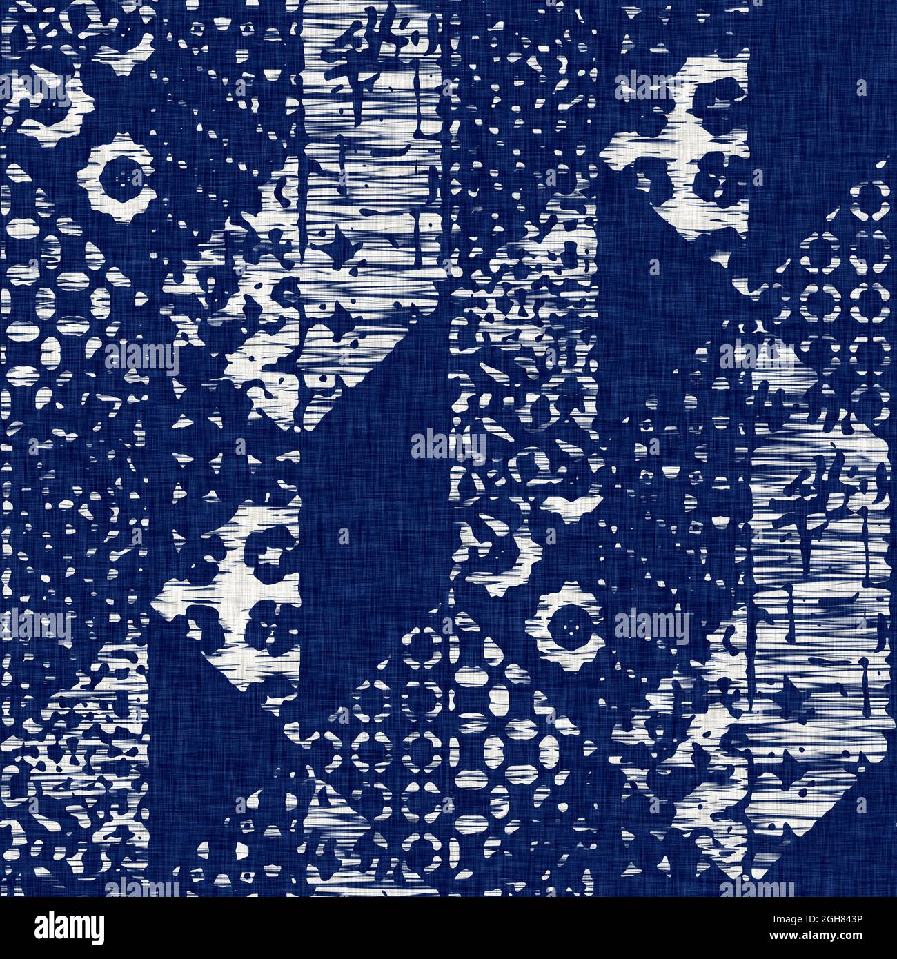 Indigo dyed fabric geo shape pattern texture. Seamless textile fashion ...