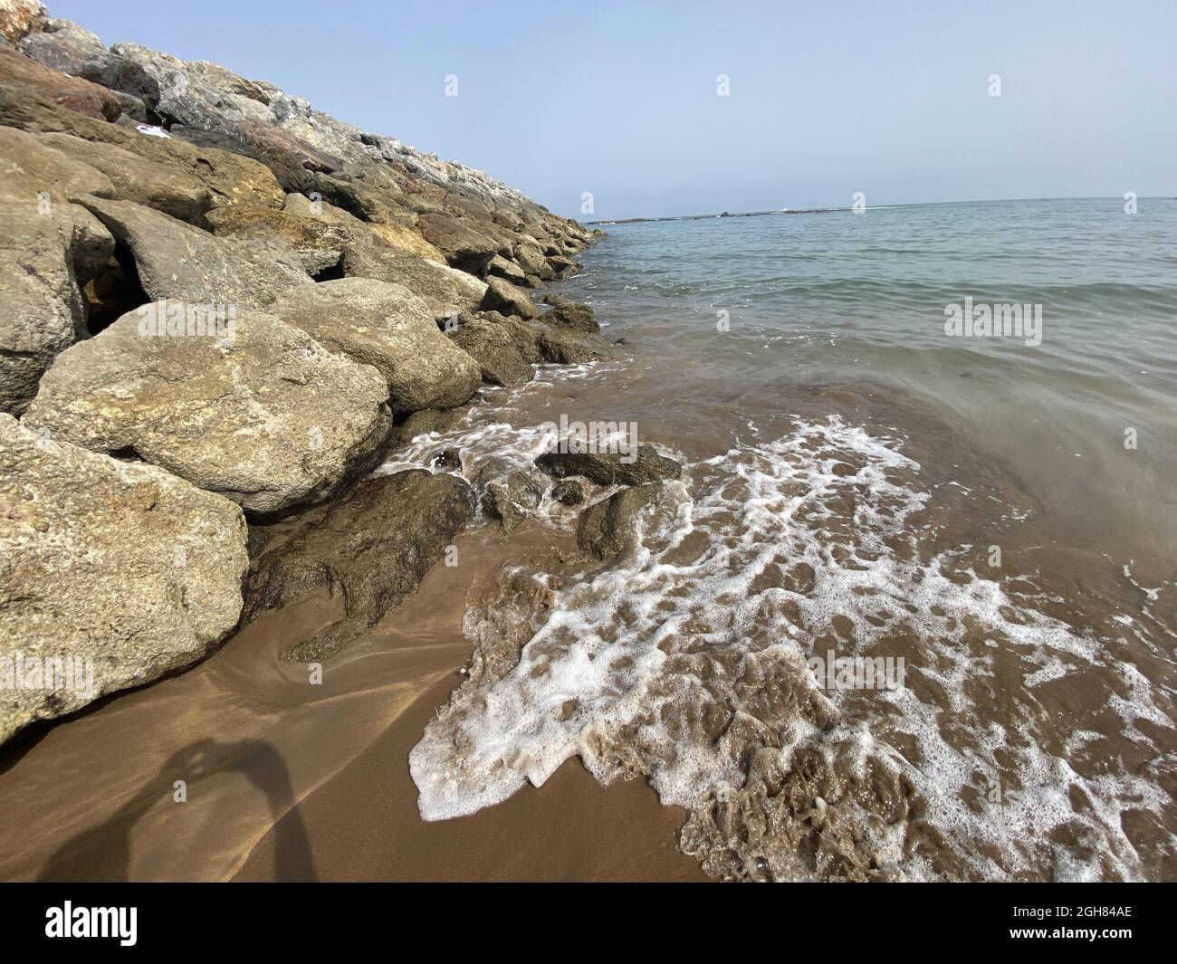 Scenic shot of the North Atlantic ocean from the rocky Harhoura beach ...