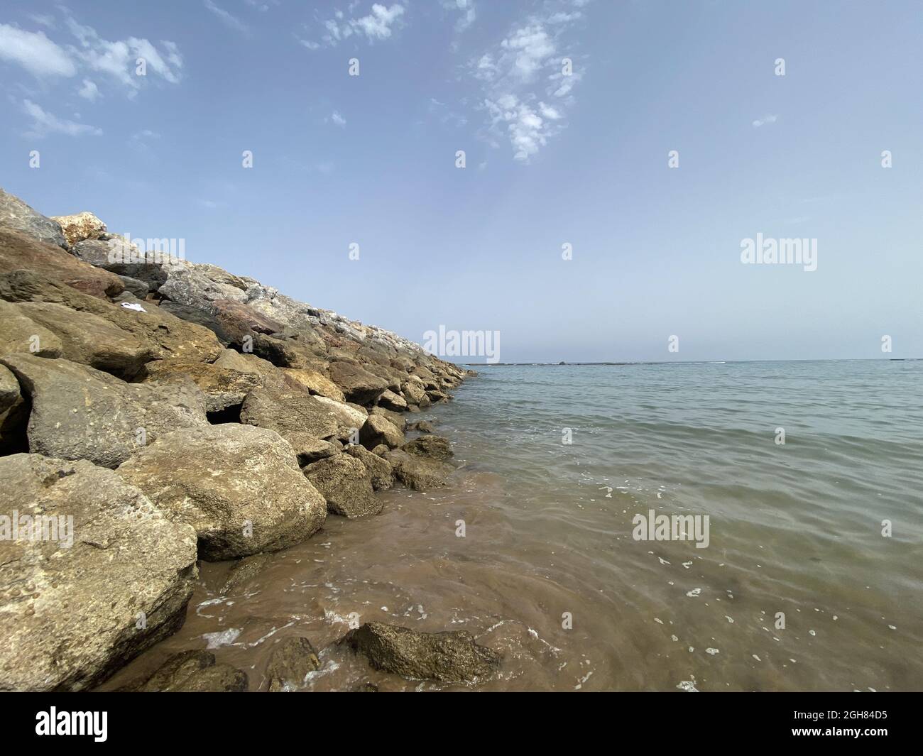 Scenic shot of the North Atlantic ocean from the rocky Harhoura beach ...