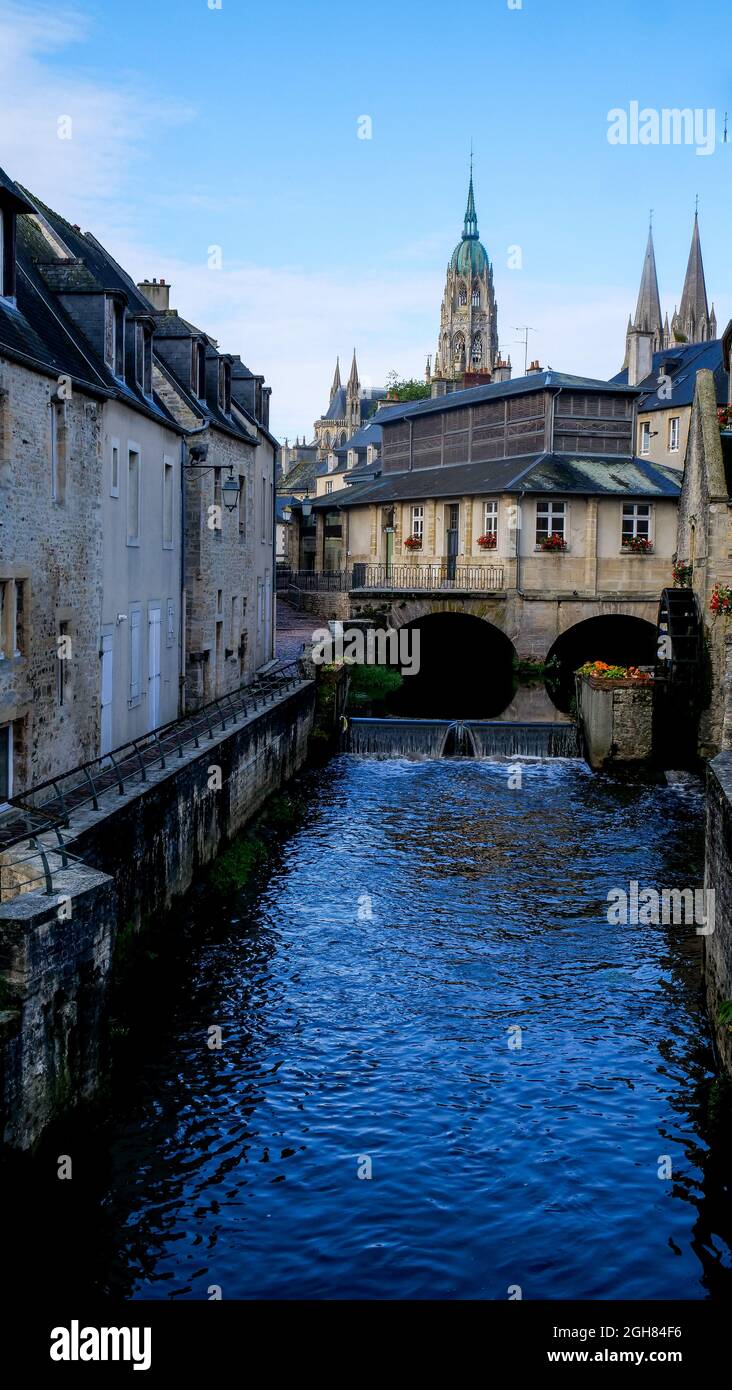 Aure river, Bayeux, Calvados, Normandy Region, Northwestern France ...