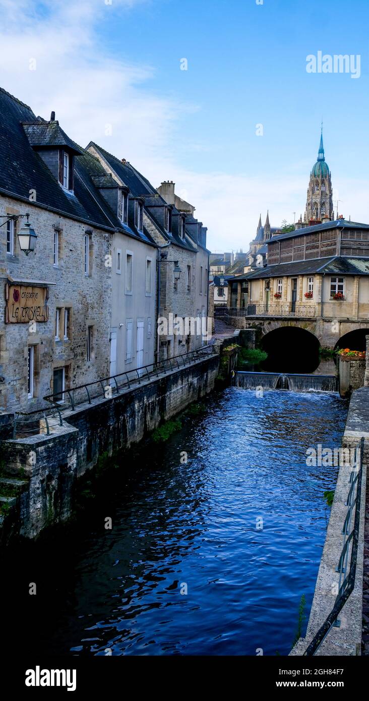Aure river, Bayeux, Calvados, Normandy Region, Northwestern France ...