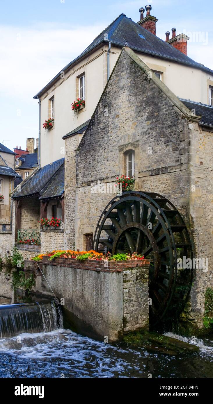 Ancient water powered-mill , Aure River, Bayeux, CAlvados, Normandy ...