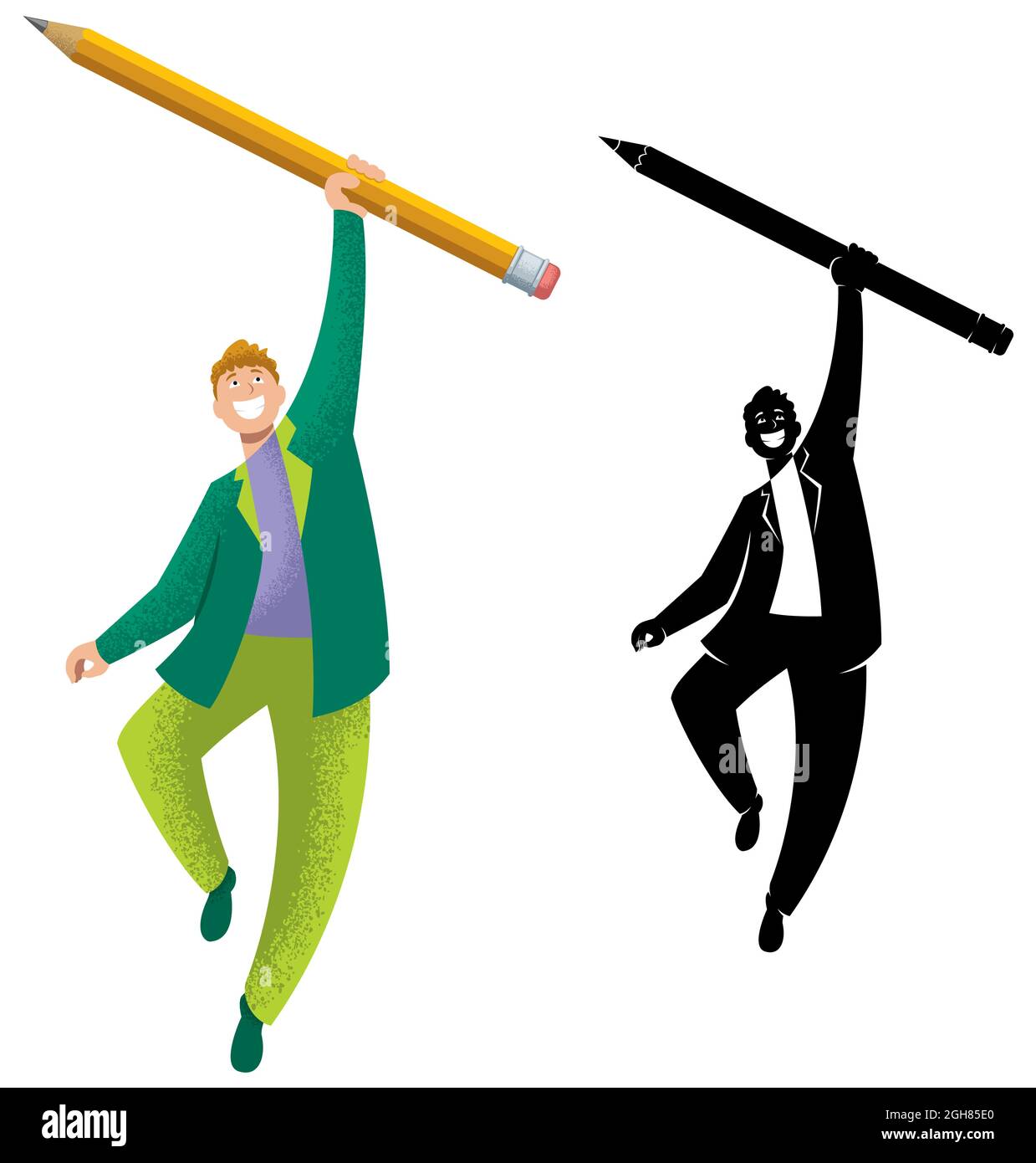 Man Holding Pencil Stock Vector Image & Art - Alamy