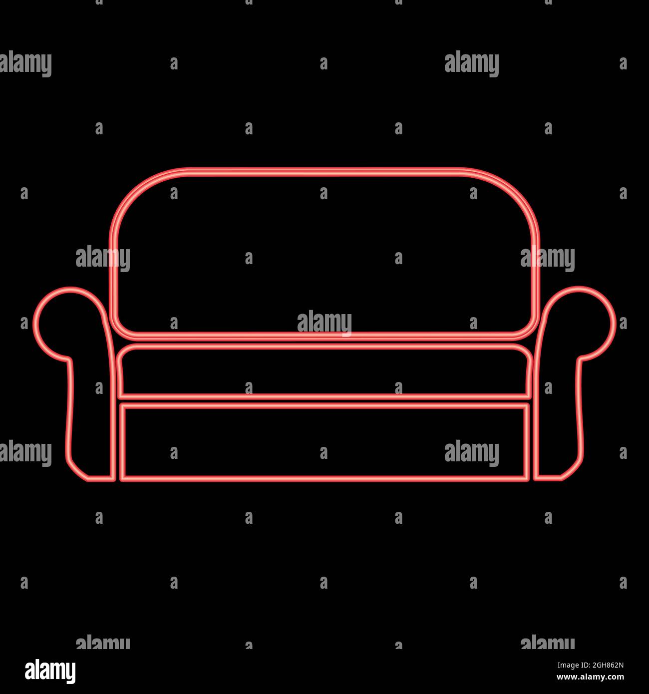 Neon sofa red color vector illustration flat style light image Stock ...
