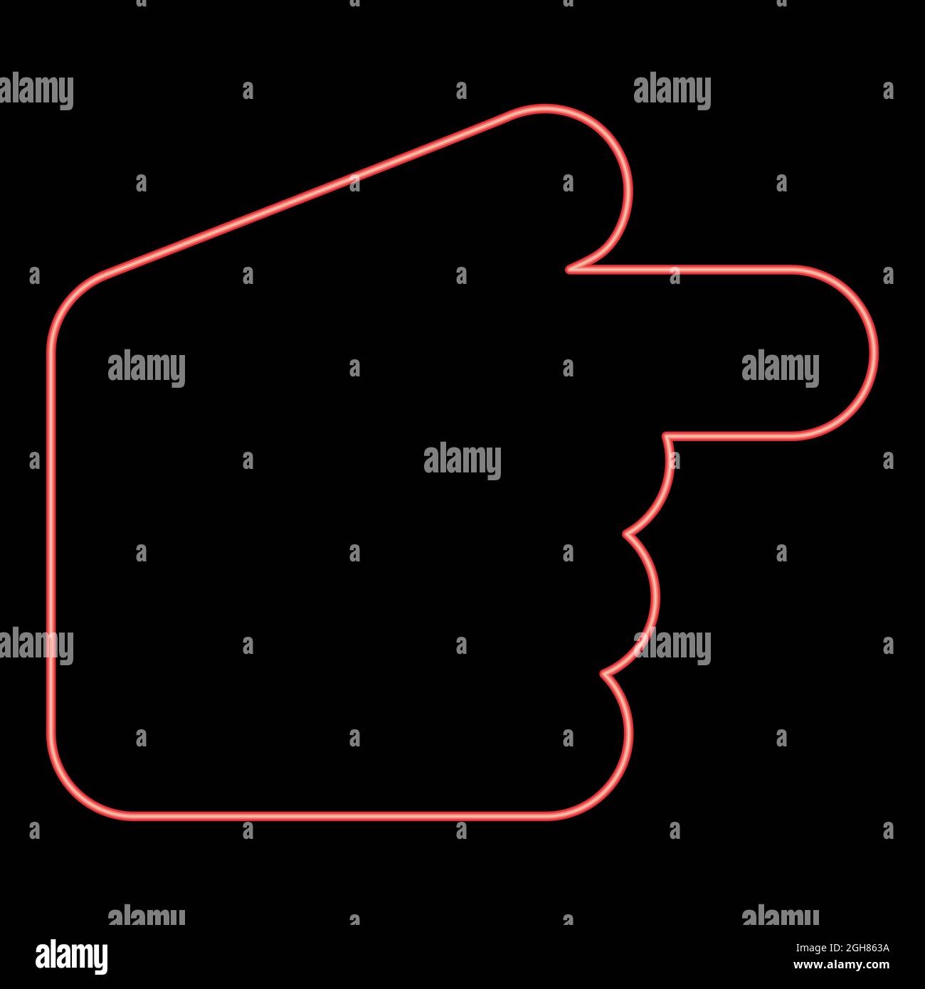 Neon pointer hand red color vector illustration flat style light image ...