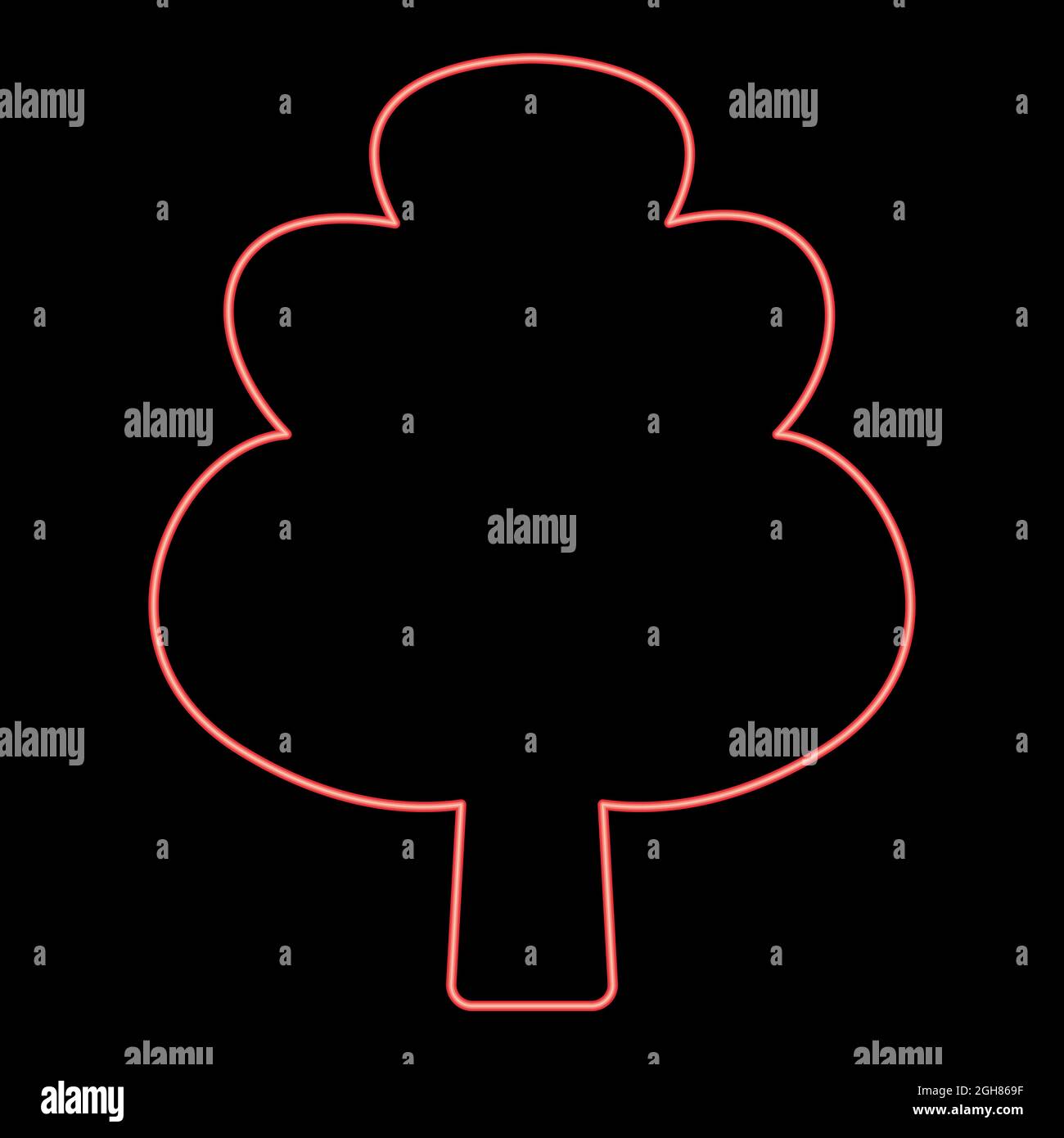 Neon tree red color vector illustration flat style light image Stock ...