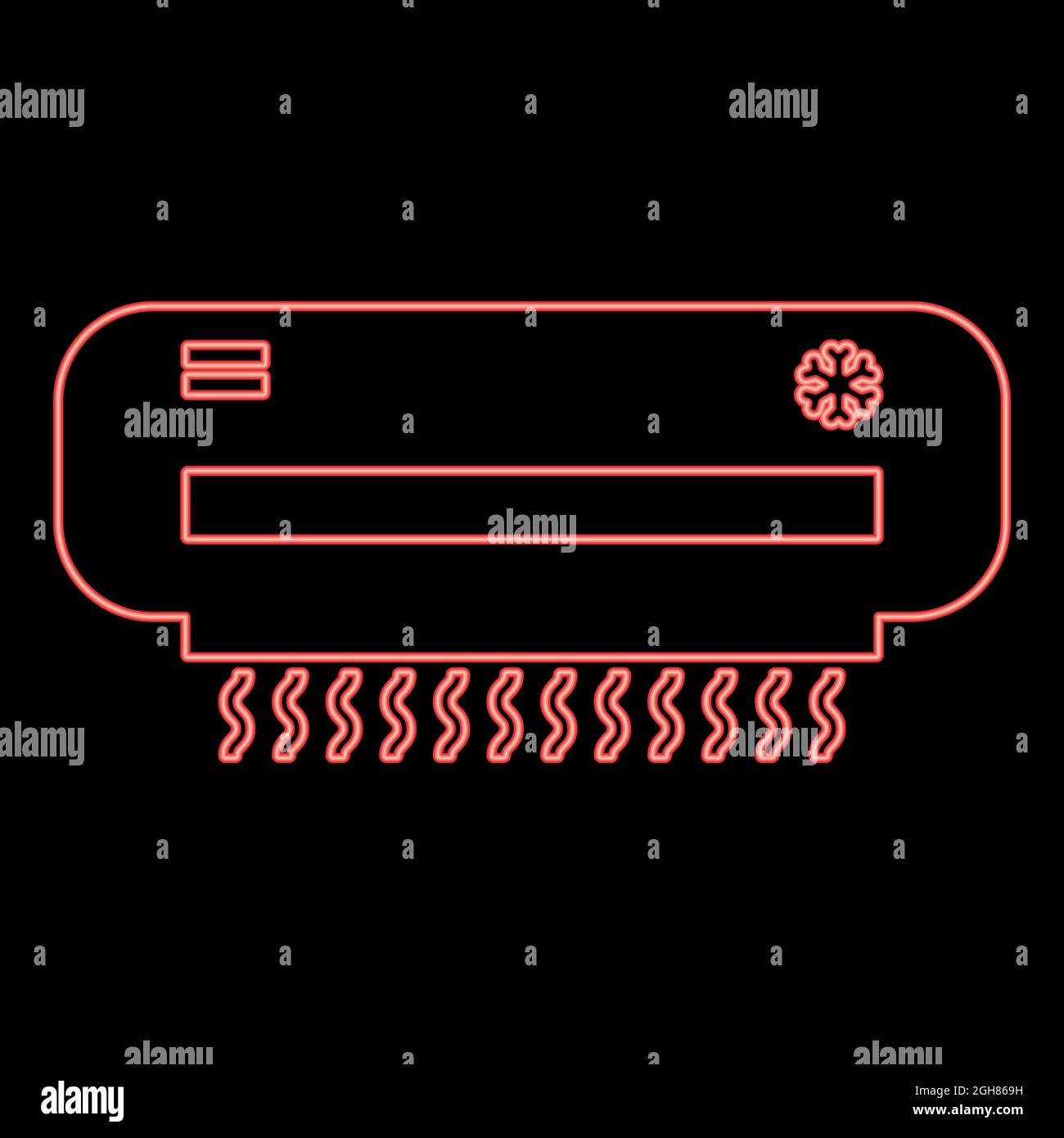 Neon air conditioner red color vector illustration flat style light ...