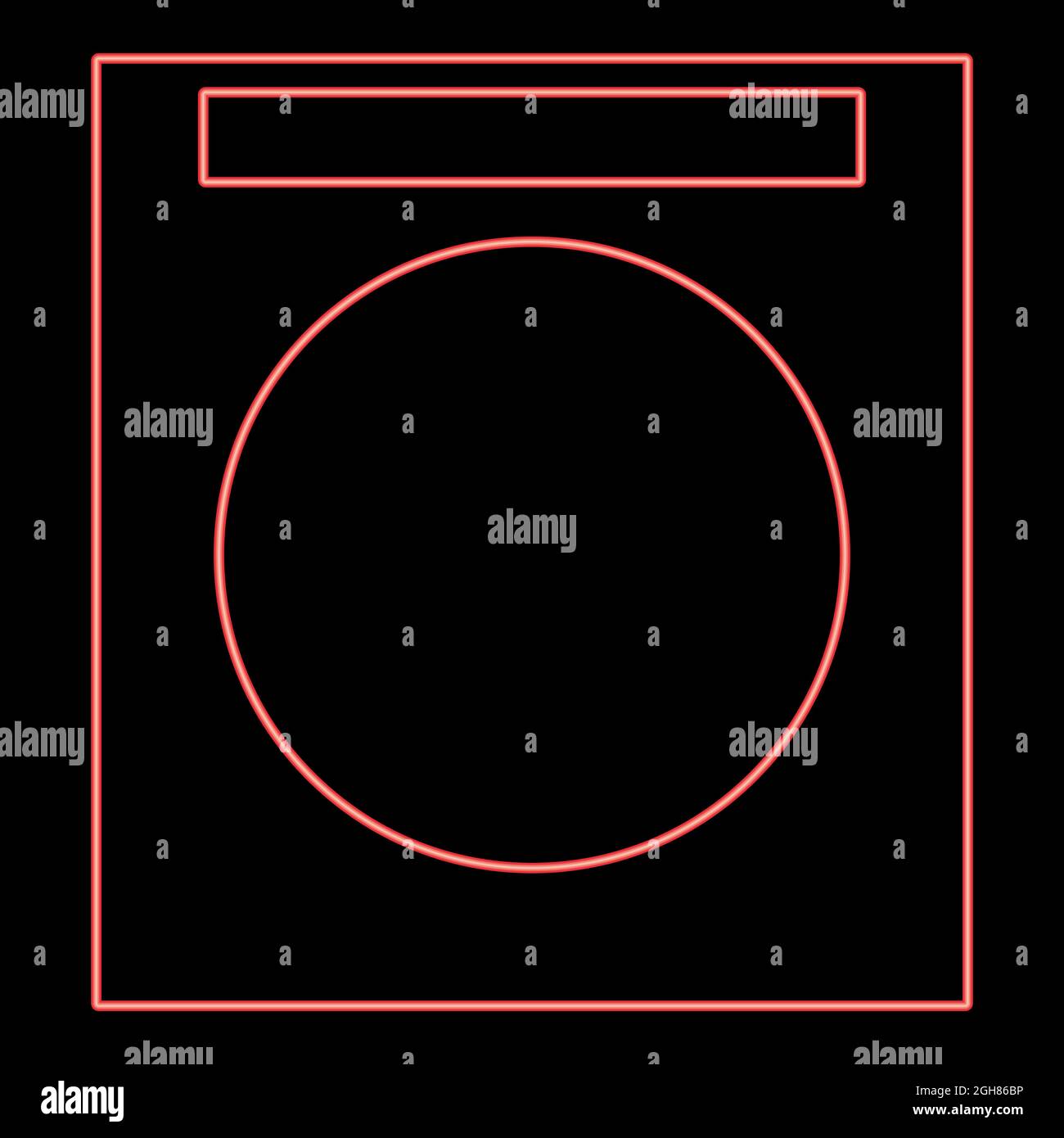 Neon washing machine red color vector illustration flat style light ...