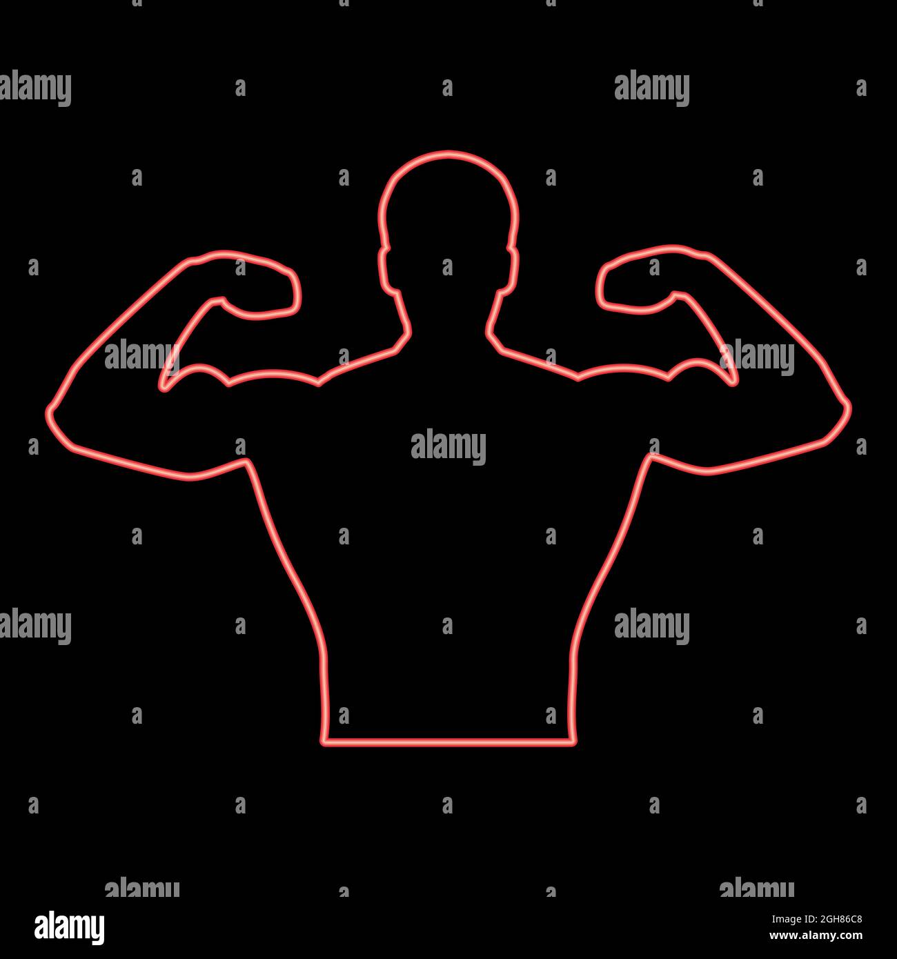 Neon bodyblder it is the red color vector illustration flat style light ...