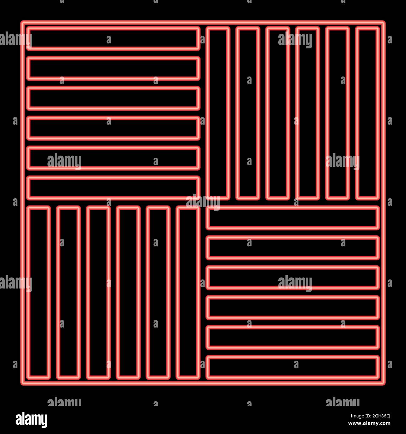 Neon laminate flooring red color vector illustration flat style light ...