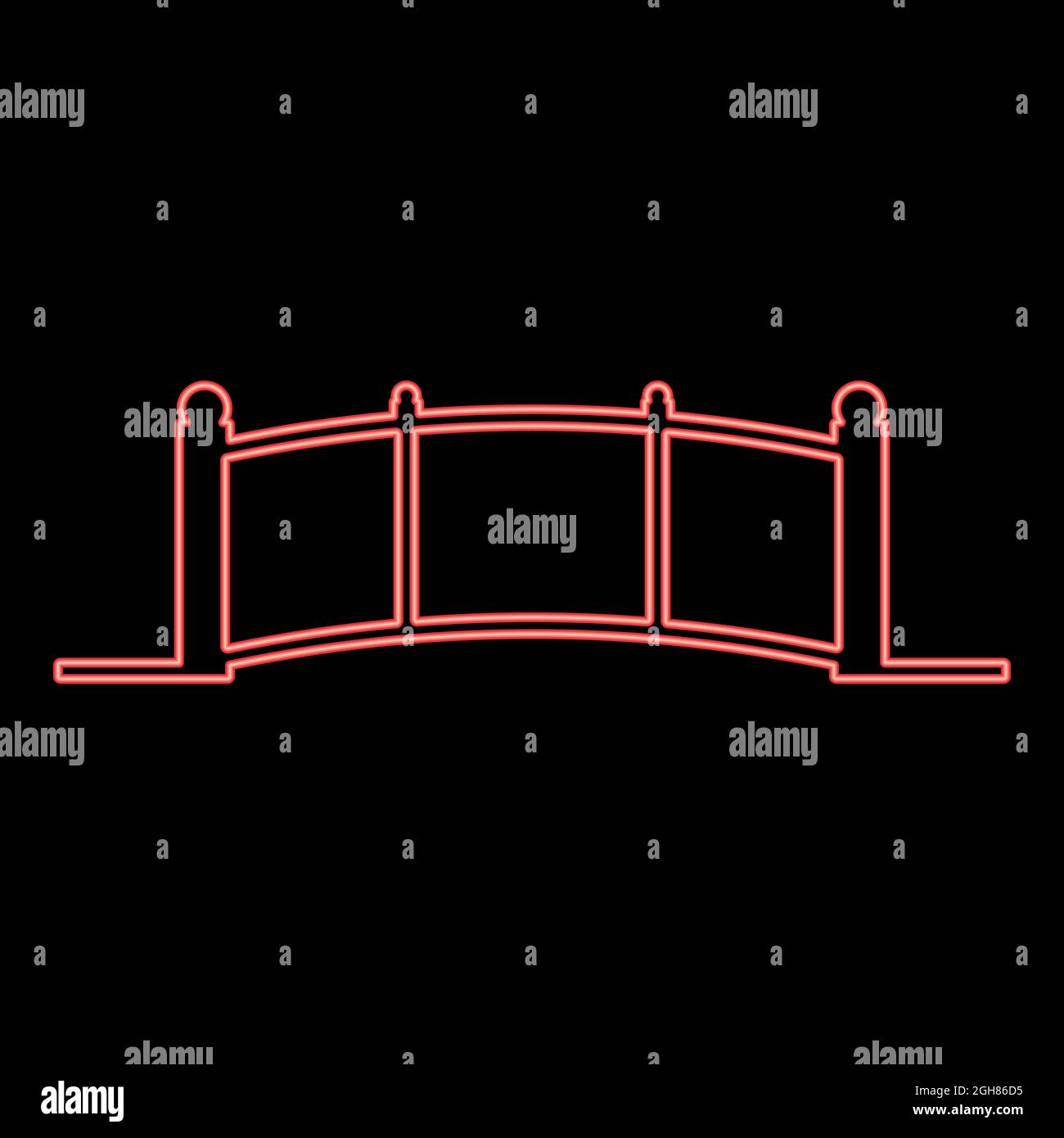 Neon bridge red color vector illustration flat style light image Stock ...